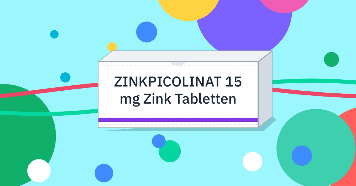 Symbolbild: Packung mit der Aufschrift ZINKPICOLINAT 15 mg Zink Tabletten (PZN 12427873) – Verfügbarkeit und Bezug in Apotheken in Frankfurt am Main