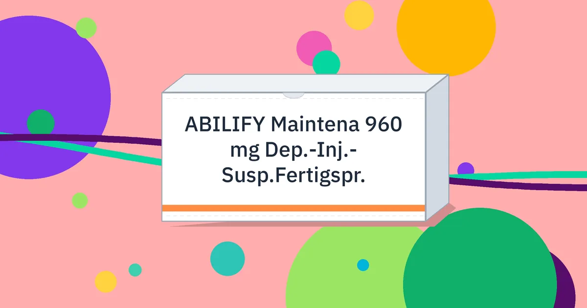 Symbolbild: Packung mit der Aufschrift ABILIFY Maintena 960 mg Dep.-Inj.-Susp.Fertigspr. (PZN 19647454) – Verfügbarkeit und Bezug in Apotheken in Frankfurt am Main