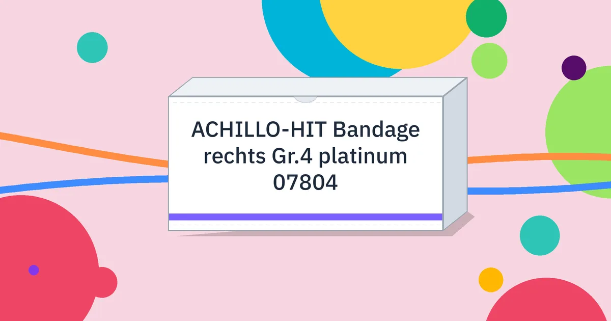 Symbolbild: Packung mit der Aufschrift ACHILLO-HIT Bandage rechts Gr.4 platinum 07804 (PZN 06826646) – Verfügbarkeit und Bezug in Apotheken in Frankfurt am Main