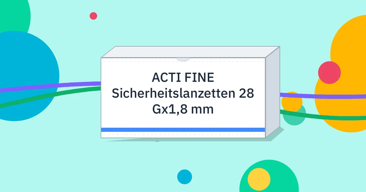Symbolbild: Packung mit der Aufschrift ACTI FINE Sicherheitslanzetten 28 Gx1,8 mm (PZN 12405417) – Verfügbarkeit und Bezug in Apotheken in Frankfurt am Main
