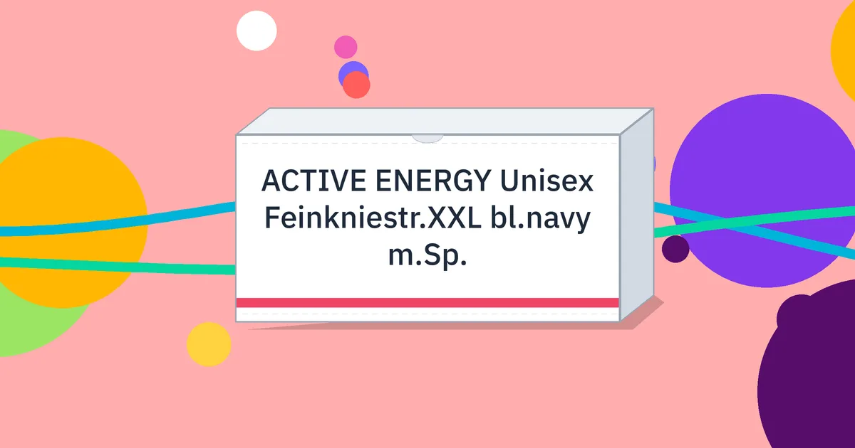 Symbolbild: Packung mit der Aufschrift ACTIVE ENERGY Unisex Feinkniestr.XXL bl.navy m.Sp. (PZN 06448517) – Verfügbarkeit und Bezug in Apotheken in Frankfurt am Main