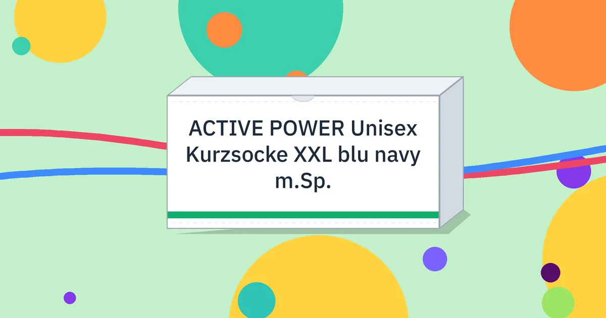 Symbolbild: Packung mit der Aufschrift ACTIVE POWER Unisex Kurzsocke XXL blu navy m.Sp. (PZN 16194673) – Verfügbarkeit und Bezug in Apotheken in Frankfurt am Main