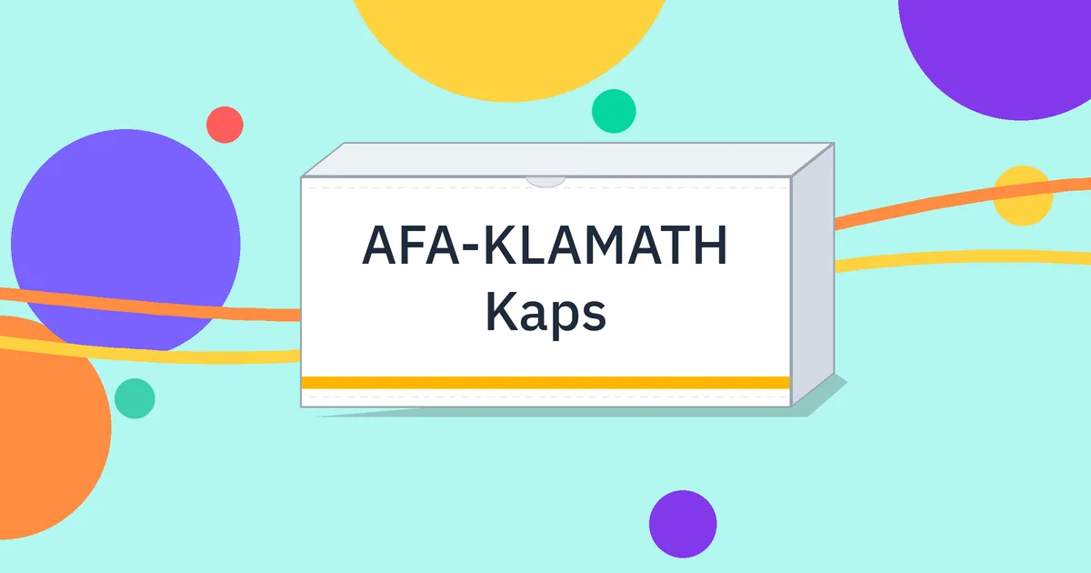 Symbolbild: Packung mit der Aufschrift AFA-KLAMATH Kaps (PZN 09253731) – Verfügbarkeit und Bezug in Apotheken in Frankfurt am Main
