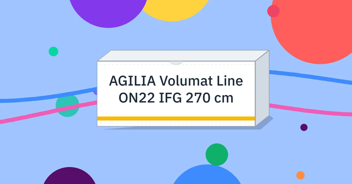 Symbolbild: Packung mit der Aufschrift AGILIA Volumat Line ON22 IFG 270 cm (PZN 07424045) – Verfügbarkeit und Bezug in Apotheken in Frankfurt am Main