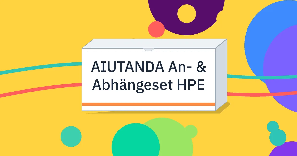 Symbolbild: Packung mit der Aufschrift AIUTANDA An- & Abhängeset HPE (PZN 18130252) – Verfügbarkeit und Bezug in Apotheken in Frankfurt am Main