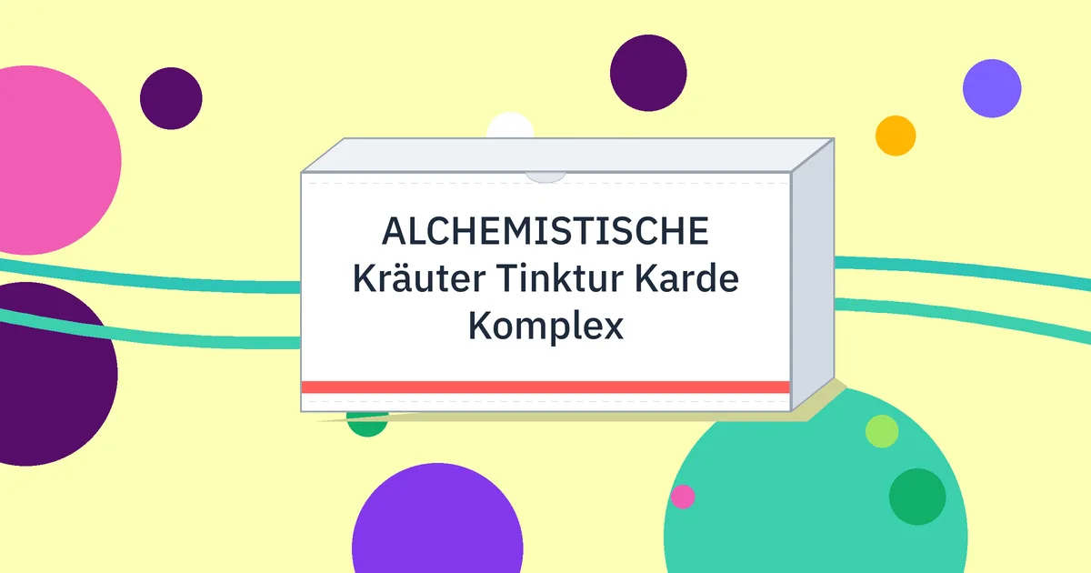 Symbolbild: Packung mit der Aufschrift ALCHEMISTISCHE Kräuter Tinktur Karde Komplex (PZN 17418695) – Verfügbarkeit und Bezug in Apotheken in Frankfurt am Main