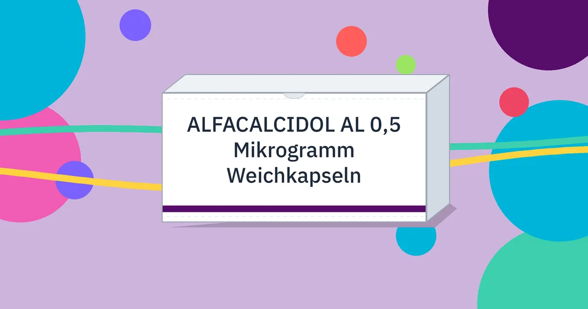 Symbolbild: Packung mit der Aufschrift ALFACALCIDOL AL 0,5 Mikrogramm Weichkapseln (PZN 18650595) – Verfügbarkeit und Bezug in Apotheken in Frankfurt am Main