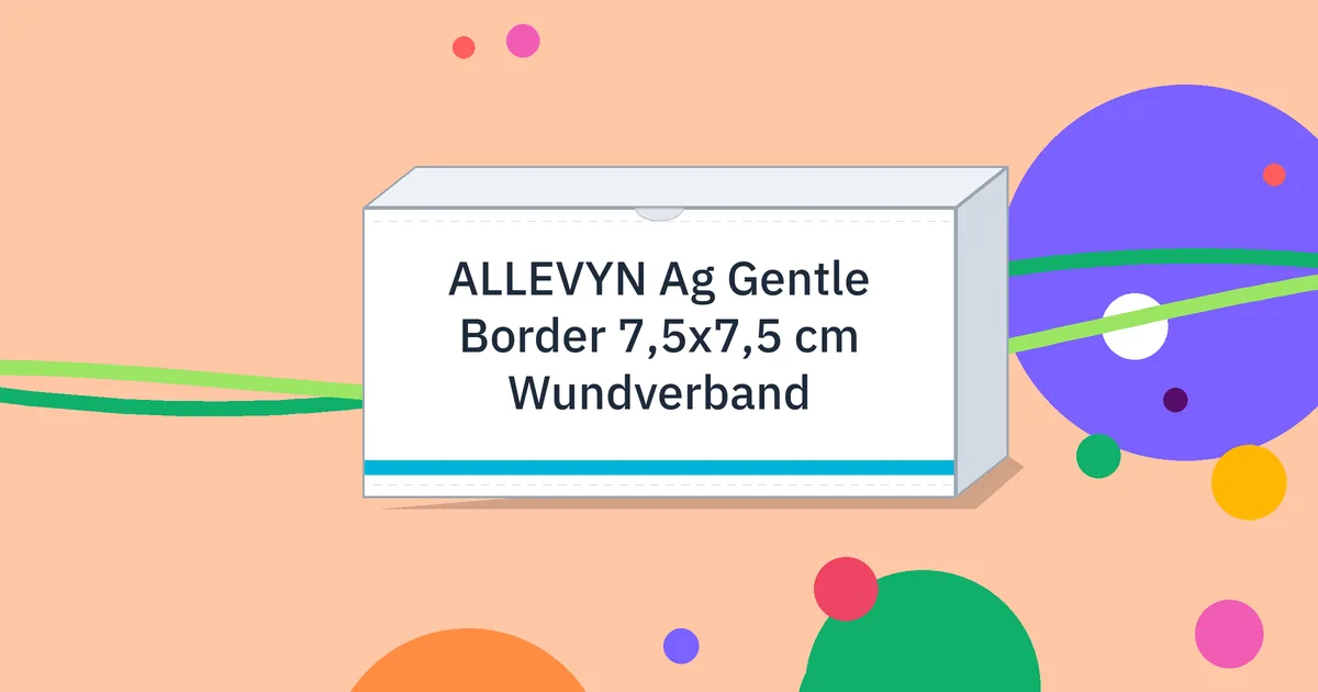 Symbolbild: Packung mit der Aufschrift ALLEVYN Ag Gentle Border 7,5x7,5 cm Wundverband (PZN 04720748) – Verfügbarkeit und Bezug in Apotheken in Frankfurt am Main