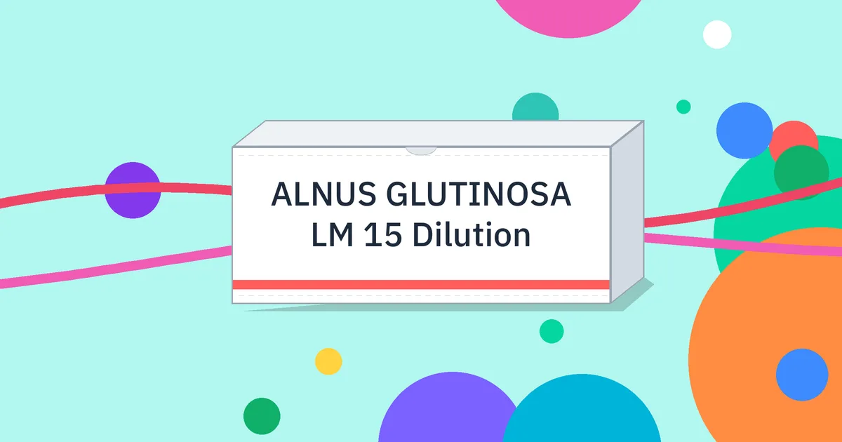 Symbolbild: Packung mit der Aufschrift ALNUS GLUTINOSA LM 15 Dilution (PZN 13312528) – Verfügbarkeit und Bezug in Apotheken in Frankfurt am Main