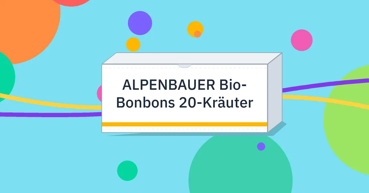 Symbolbild: Packung mit der Aufschrift ALPENBAUER Bio-Bonbons 20-Kräuter (PZN 17154256) – Verfügbarkeit und Bezug in Apotheken in Frankfurt am Main