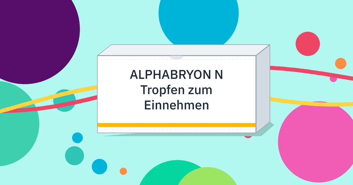Symbolbild: Packung mit der Aufschrift ALPHABRYON N Tropfen zum Einnehmen (PZN 02450865) – Verfügbarkeit und Bezug in Apotheken in Frankfurt am Main