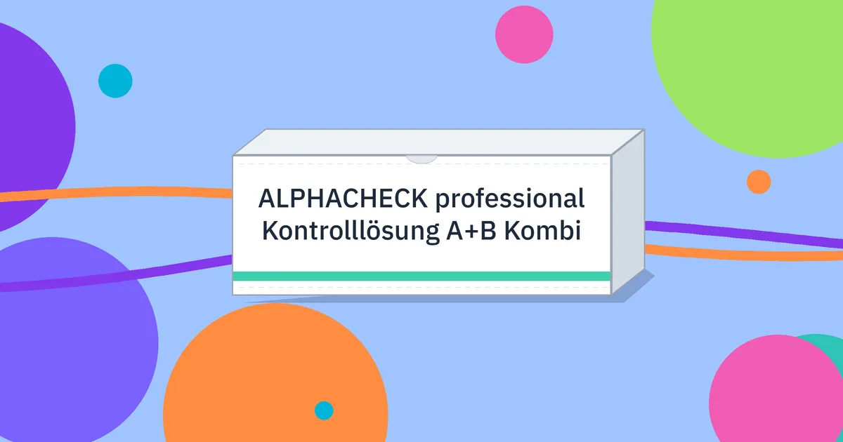 Symbolbild: Packung mit der Aufschrift ALPHACHECK professional Kontrolllösung A+B Kombi (PZN 12671828) – Verfügbarkeit und Bezug in Apotheken in Frankfurt am Main
