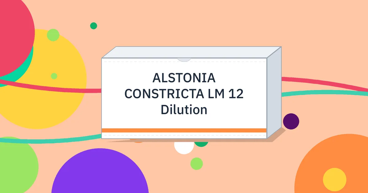 Symbolbild: Packung mit der Aufschrift ALSTONIA CONSTRICTA LM 12 Dilution (PZN 13314326) – Verfügbarkeit und Bezug in Apotheken in Frankfurt am Main