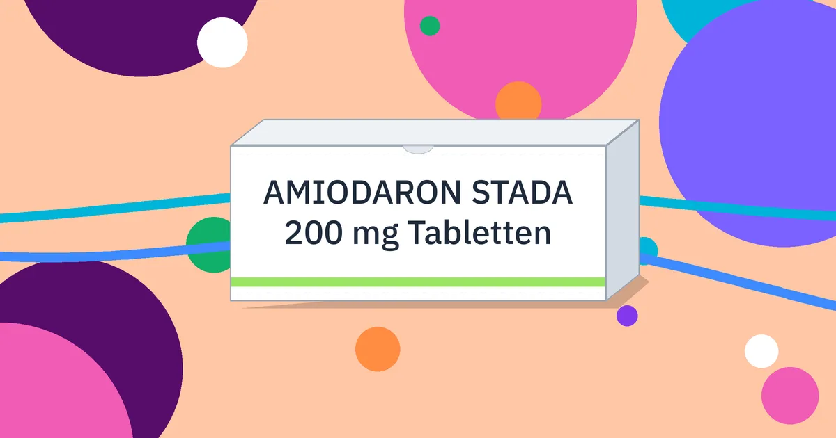 Symbolbild: Packung mit der Aufschrift AMIODARON STADA 200 mg Tabletten (PZN 00748431) – Verfügbarkeit und Bezug in Apotheken in Frankfurt am Main