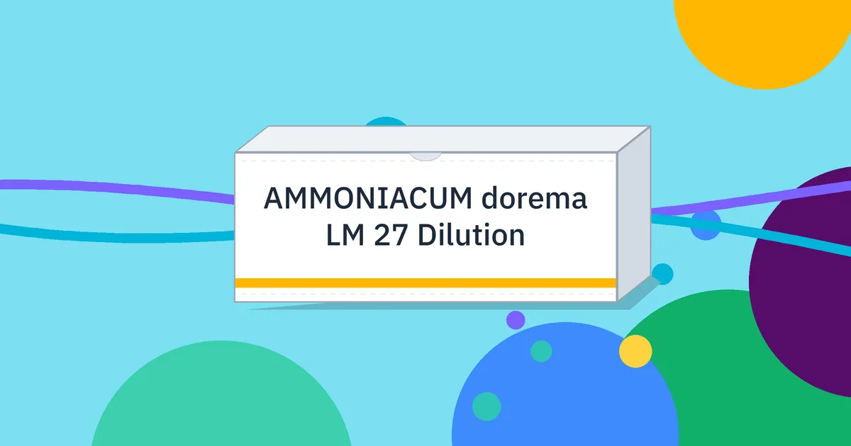 Symbolbild: Packung mit der Aufschrift AMMONIACUM dorema LM 27 Dilution (PZN 13319163) – Verfügbarkeit und Bezug in Apotheken in Frankfurt am Main