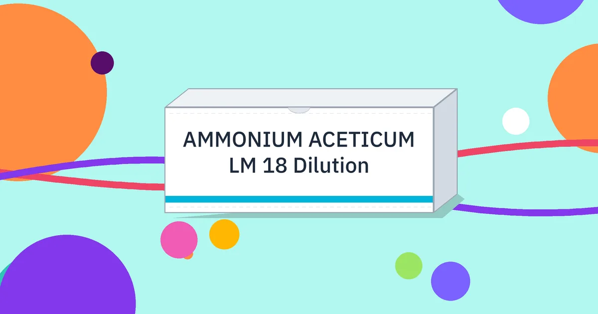 Symbolbild: Packung mit der Aufschrift AMMONIUM ACETICUM LM 18 Dilution (PZN 13319513) – Verfügbarkeit und Bezug in Apotheken in Frankfurt am Main