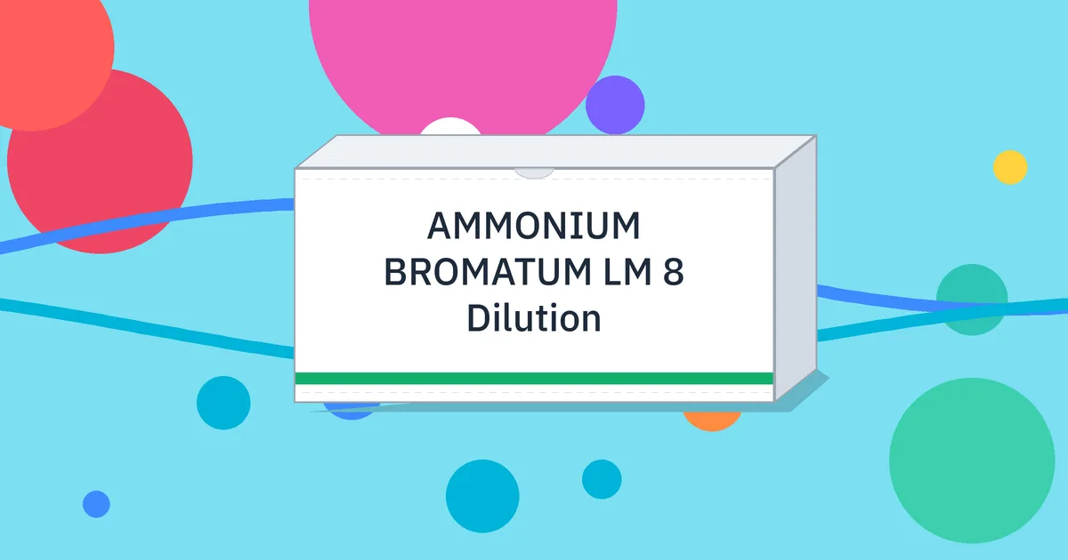 Symbolbild: Packung mit der Aufschrift AMMONIUM BROMATUM LM 8 Dilution (PZN 13320344) – Verfügbarkeit und Bezug in Apotheken in Frankfurt am Main