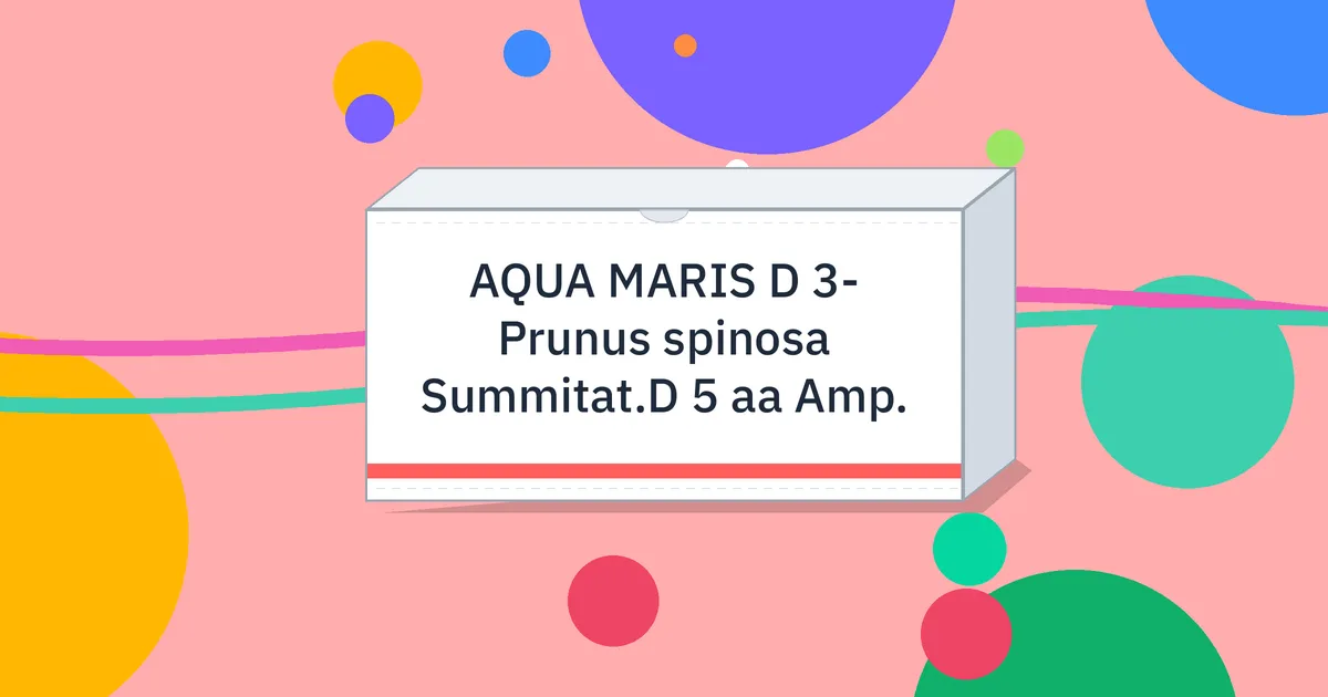 Symbolbild: Packung mit der Aufschrift AQUA MARIS D 3-Prunus spinosa Summitat.D 5 aa Amp. (PZN 01617688) – Verfügbarkeit und Bezug in Apotheken in Frankfurt am Main