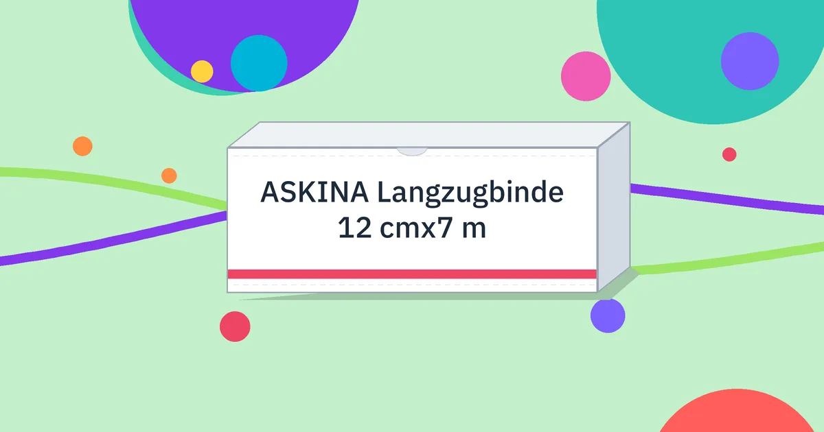 Symbolbild: Packung mit der Aufschrift ASKINA Langzugbinde 12 cmx7 m (PZN 09915037) – Verfügbarkeit und Bezug in Apotheken in Frankfurt am Main