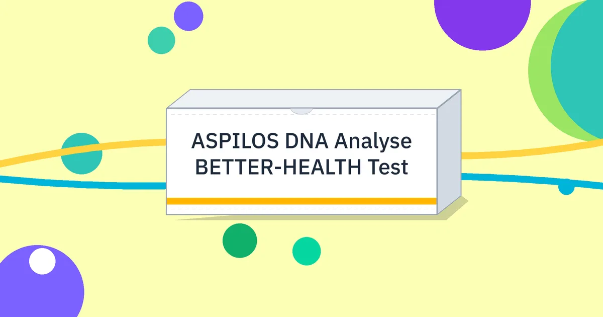 Symbolbild: Packung mit der Aufschrift ASPILOS DNA Analyse BETTER-HEALTH Test (PZN 19372081) – Verfügbarkeit und Bezug in Apotheken in Frankfurt am Main