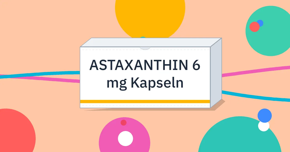 Symbolbild: Packung mit der Aufschrift ASTAXANTHIN 6 mg Kapseln (PZN 09719247) – Verfügbarkeit und Bezug in Apotheken in Frankfurt am Main