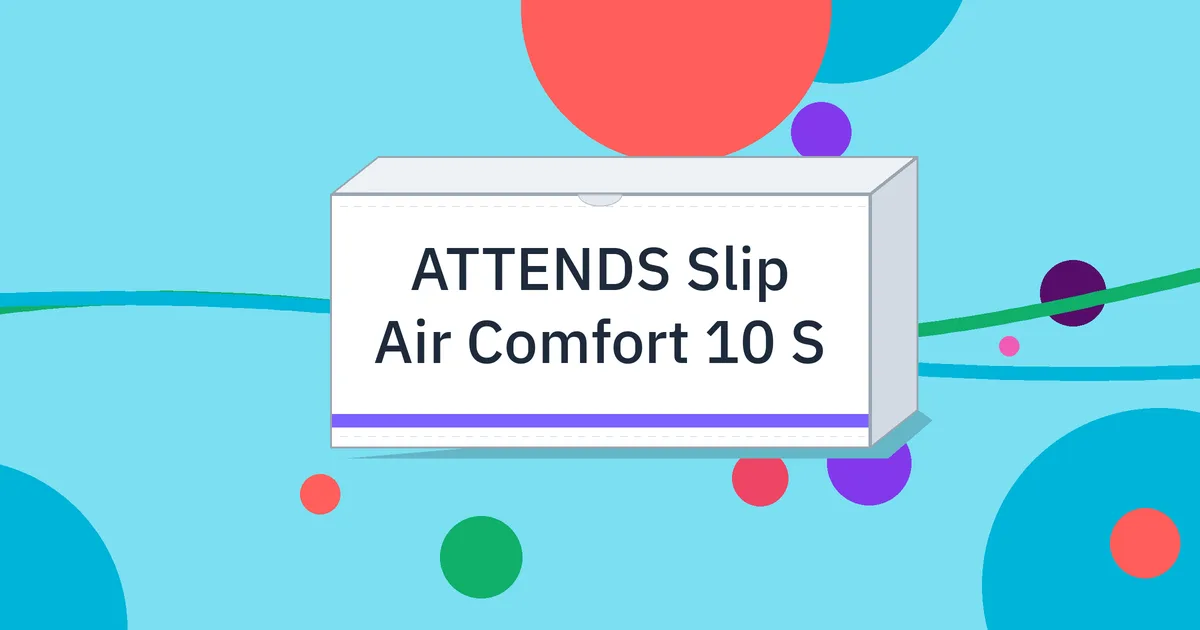 Symbolbild: Packung mit der Aufschrift ATTENDS Slip Air Comfort 10 S (PZN 19385072) – Verfügbarkeit und Bezug in Apotheken in Frankfurt am Main