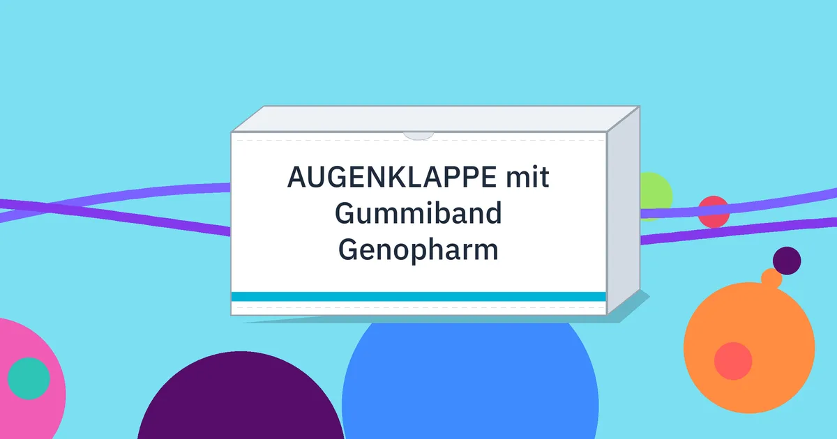 Symbolbild: Packung mit der Aufschrift AUGENKLAPPE mit Gummiband Genopharm (PZN 03013902) – Verfügbarkeit und Bezug in Apotheken in Frankfurt am Main