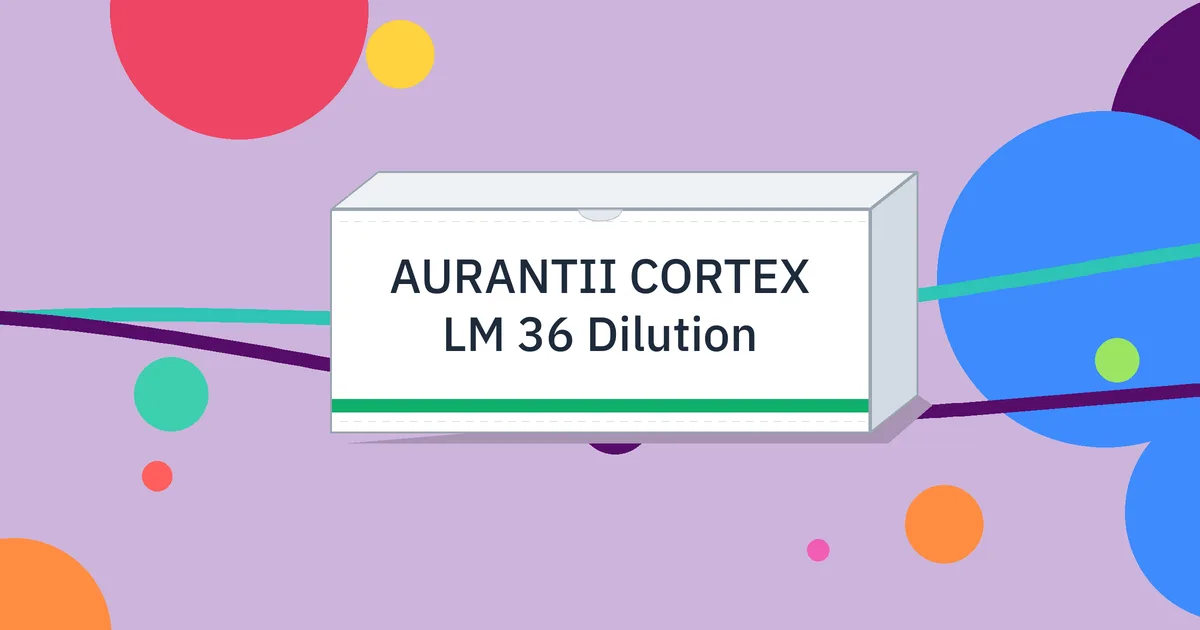 Symbolbild: Packung mit der Aufschrift AURANTII CORTEX LM 36 Dilution (PZN 13373493) – Verfügbarkeit und Bezug in Apotheken in Frankfurt am Main