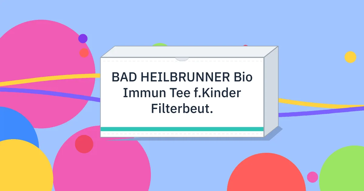 Symbolbild: Packung mit der Aufschrift BAD HEILBRUNNER Bio Immun Tee f.Kinder Filterbeut. (PZN 14163119) – Verfügbarkeit und Bezug in Apotheken in Frankfurt am Main