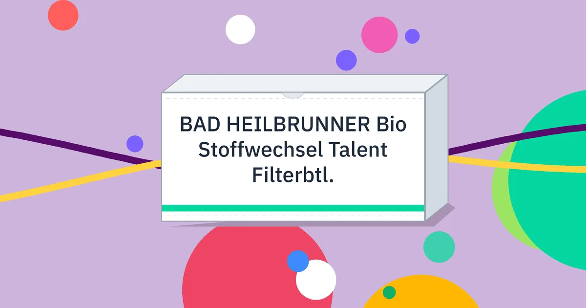 Symbolbild: Packung mit der Aufschrift BAD HEILBRUNNER Bio Stoffwechsel Talent Filterbtl. (PZN 19800602) – Verfügbarkeit und Bezug in Apotheken in Frankfurt am Main