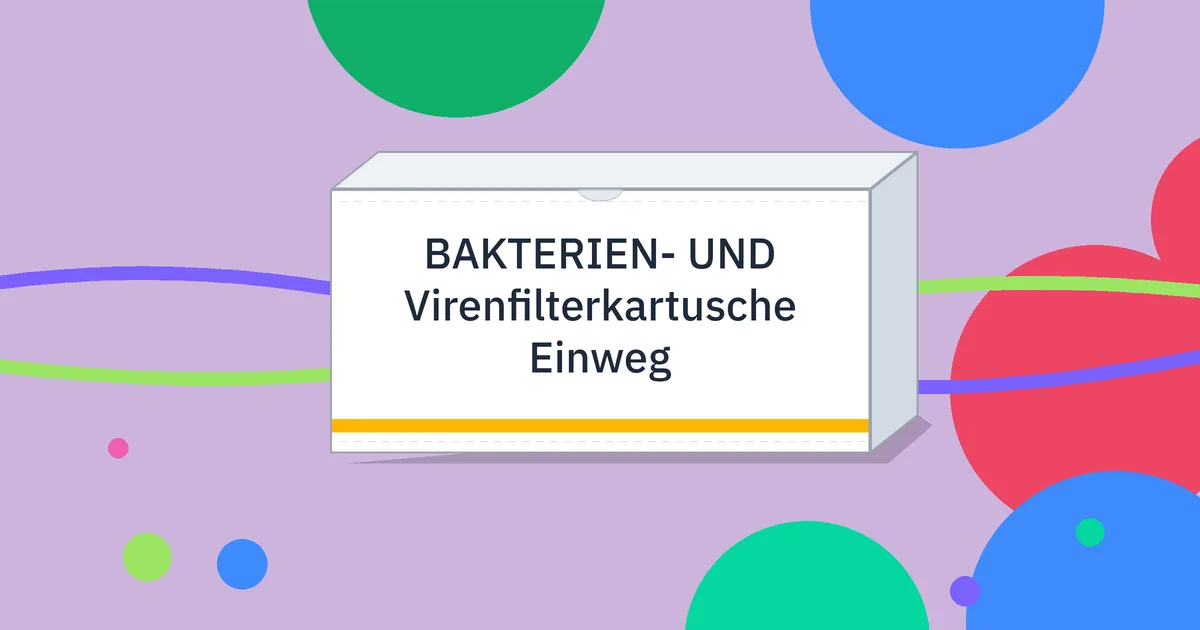 Symbolbild: Packung mit der Aufschrift BAKTERIEN- UND Virenfilterkartusche Einweg (PZN 20691638) – Verfügbarkeit und Bezug in Apotheken in Frankfurt am Main