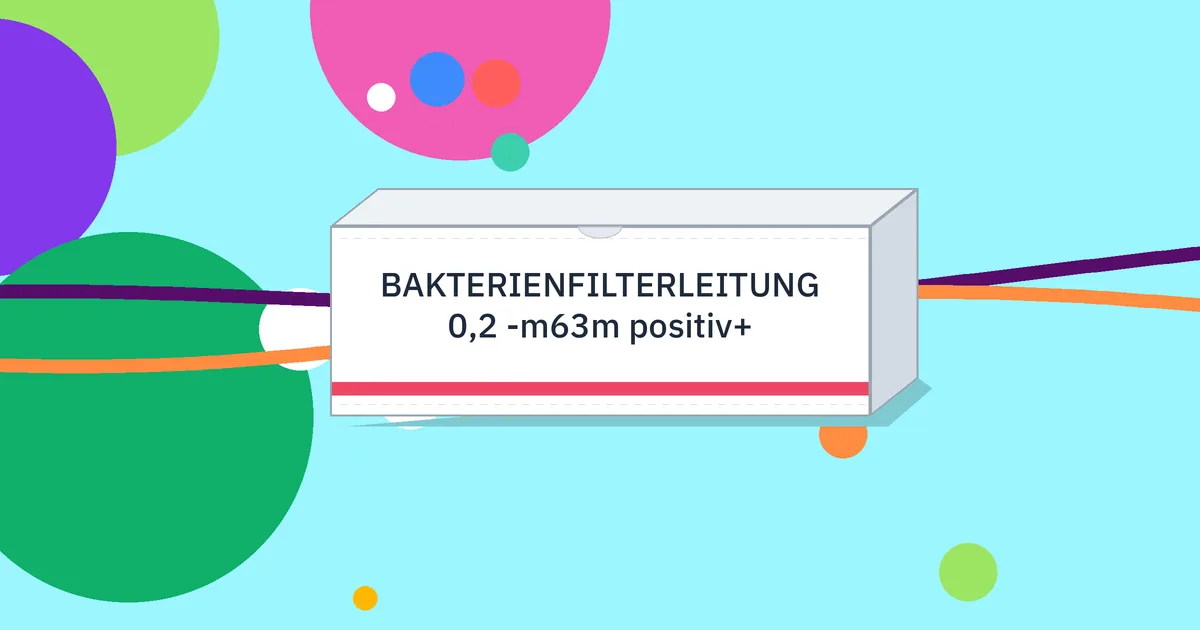 Symbolbild: Packung mit der Aufschrift BAKTERIENFILTERLEITUNG 0,2 -m63m positiv+ (PZN 13335133) – Verfügbarkeit und Bezug in Apotheken in Frankfurt am Main