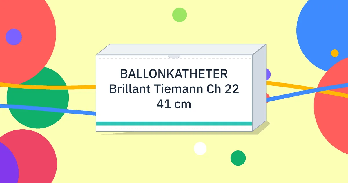 Symbolbild: Packung mit der Aufschrift BALLONKATHETER Brillant Tiemann Ch 22 41 cm (PZN 05141231) – Verfügbarkeit und Bezug in Apotheken in Frankfurt am Main