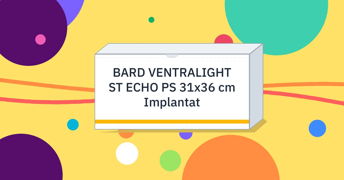 Symbolbild: Packung mit der Aufschrift BARD VENTRALIGHT ST ECHO PS 31x36 cm Implantat (PZN 04016564) – Verfügbarkeit und Bezug in Apotheken in Frankfurt am Main