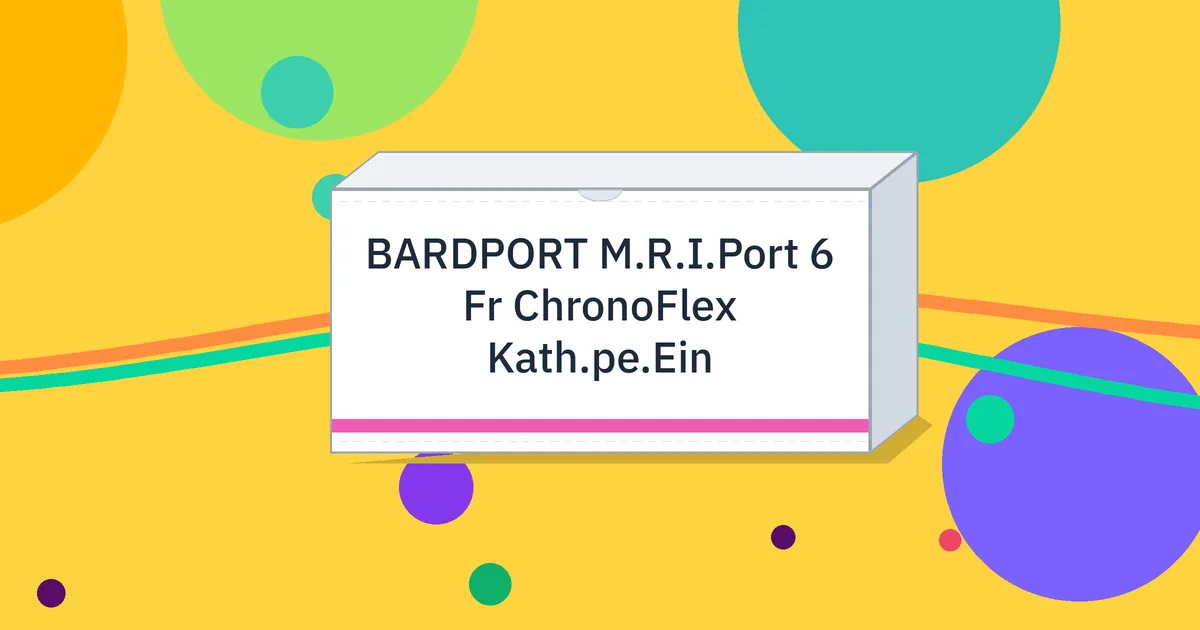 Symbolbild: Packung mit der Aufschrift BARDPORT M.R.I.Port 6 Fr ChronoFlex Kath.pe.Ein (PZN 02755369) – Verfügbarkeit und Bezug in Apotheken in Frankfurt am Main
