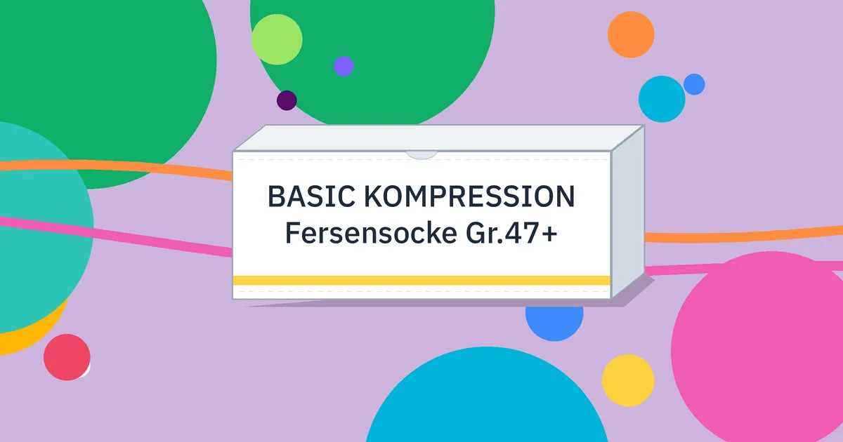 Symbolbild: Packung mit der Aufschrift BASIC KOMPRESSION Fersensocke Gr.47+ (PZN 15381278) – Verfügbarkeit und Bezug in Apotheken in Frankfurt am Main