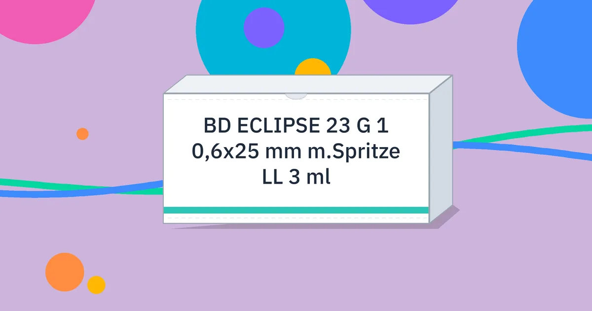 Symbolbild: Packung mit der Aufschrift BD ECLIPSE 23 G 1 0,6x25 mm m.Spritze LL 3 ml (PZN 02065848) – Verfügbarkeit und Bezug in Apotheken in Frankfurt am Main