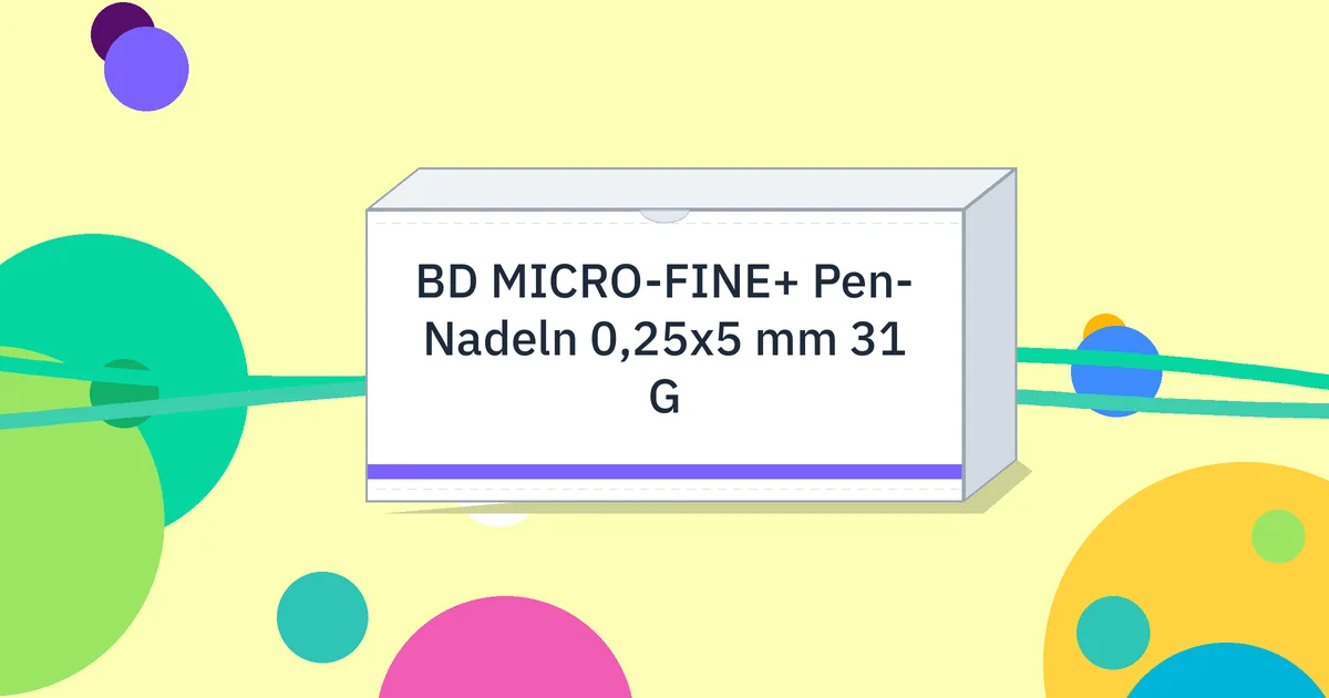 Symbolbild: Packung mit der Aufschrift BD MICRO-FINE+ Pen-Nadeln 0,25x5 mm 31 G (PZN 10824765) – Verfügbarkeit und Bezug in Apotheken in Frankfurt am Main