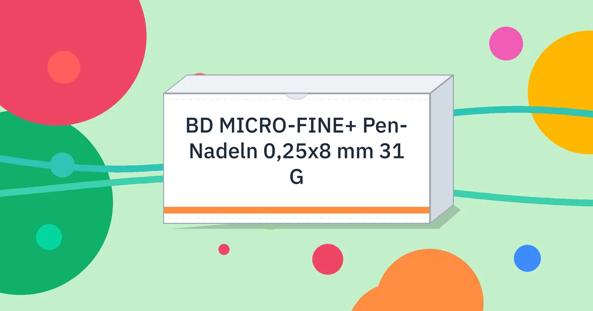 Symbolbild: Packung mit der Aufschrift BD MICRO-FINE+ Pen-Nadeln 0,25x8 mm 31 G (PZN 17520169) – Verfügbarkeit und Bezug in Apotheken in Frankfurt am Main