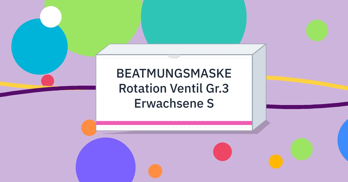 Symbolbild: Packung mit der Aufschrift BEATMUNGSMASKE Rotation Ventil Gr.3 Erwachsene S (PZN 16211710) – Verfügbarkeit und Bezug in Apotheken in Frankfurt am Main