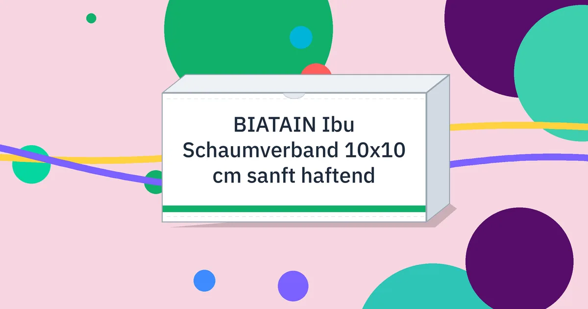 Symbolbild: Packung mit der Aufschrift BIATAIN Ibu Schaumverband 10x10 cm sanft haftend (PZN 15198321) – Verfügbarkeit und Bezug in Apotheken in Frankfurt am Main