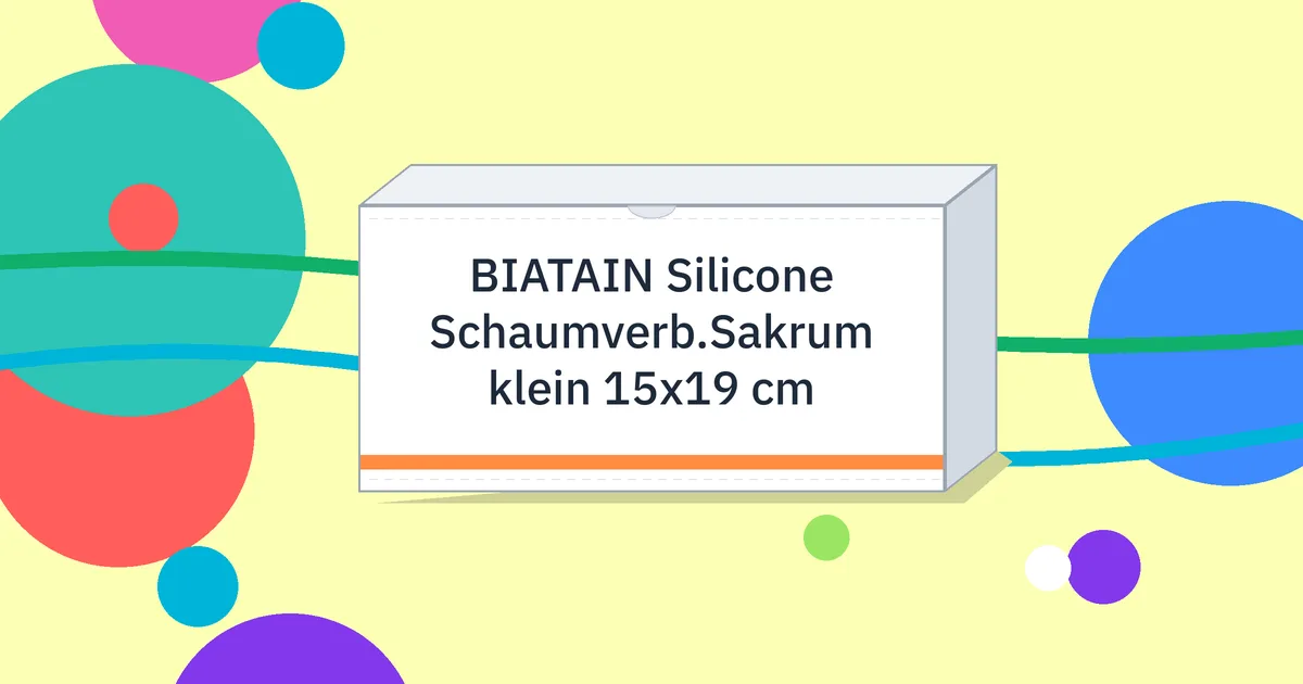 Symbolbild: Packung mit der Aufschrift BIATAIN Silicone Schaumverb.Sakrum klein 15x19 cm (PZN 19730907) – Verfügbarkeit und Bezug in Apotheken in Frankfurt am Main