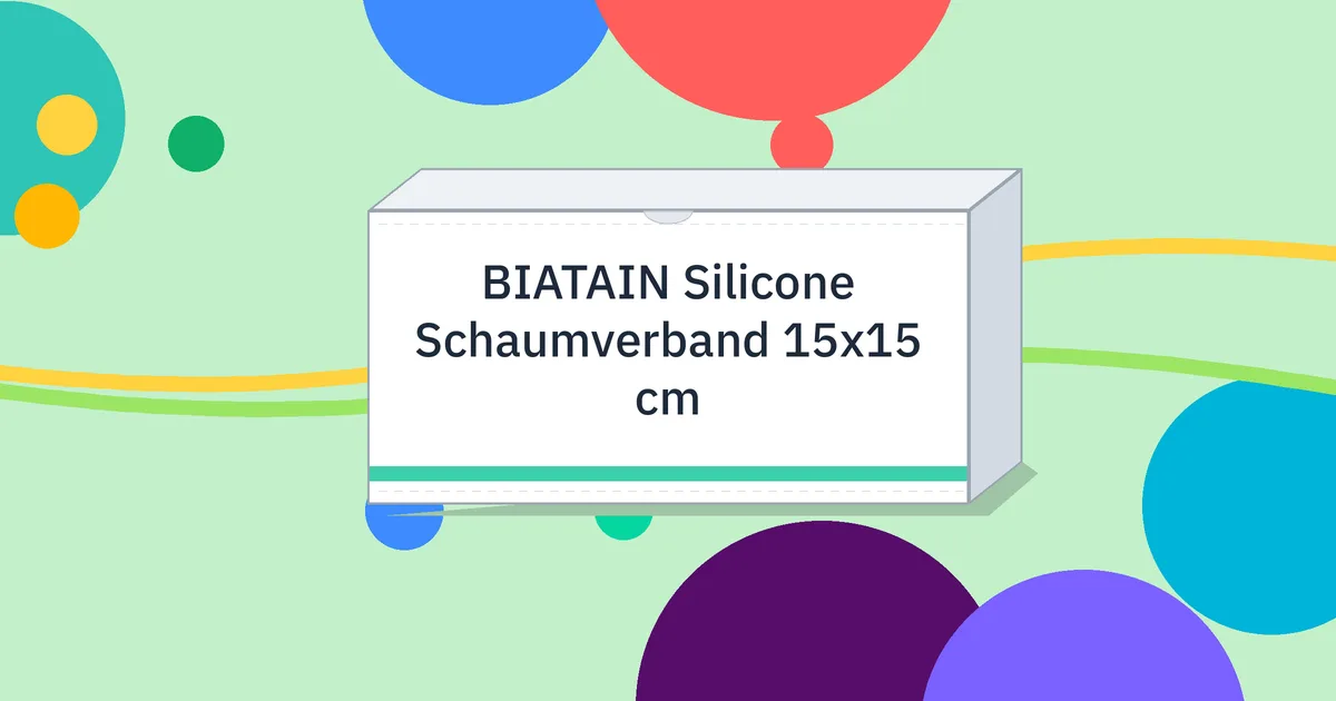 Symbolbild: Packung mit der Aufschrift BIATAIN Silicone Schaumverband 15x15 cm (PZN 12367355) – Verfügbarkeit und Bezug in Apotheken in Frankfurt am Main