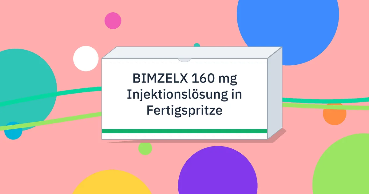 Symbolbild: Packung mit der Aufschrift BIMZELX 160 mg Injektionslösung in Fertigspritze (PZN 18368657) – Verfügbarkeit und Bezug in Apotheken in Frankfurt am Main