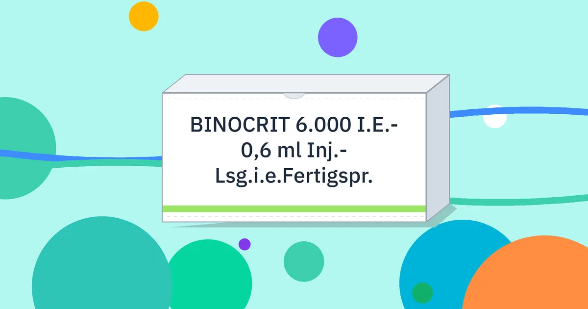 Symbolbild: Packung mit der Aufschrift BINOCRIT 6.000 I.E.-0,6 ml Inj.-Lsg.i.e.Fertigspr. (PZN 14129111) – Verfügbarkeit und Bezug in Apotheken in Frankfurt am Main