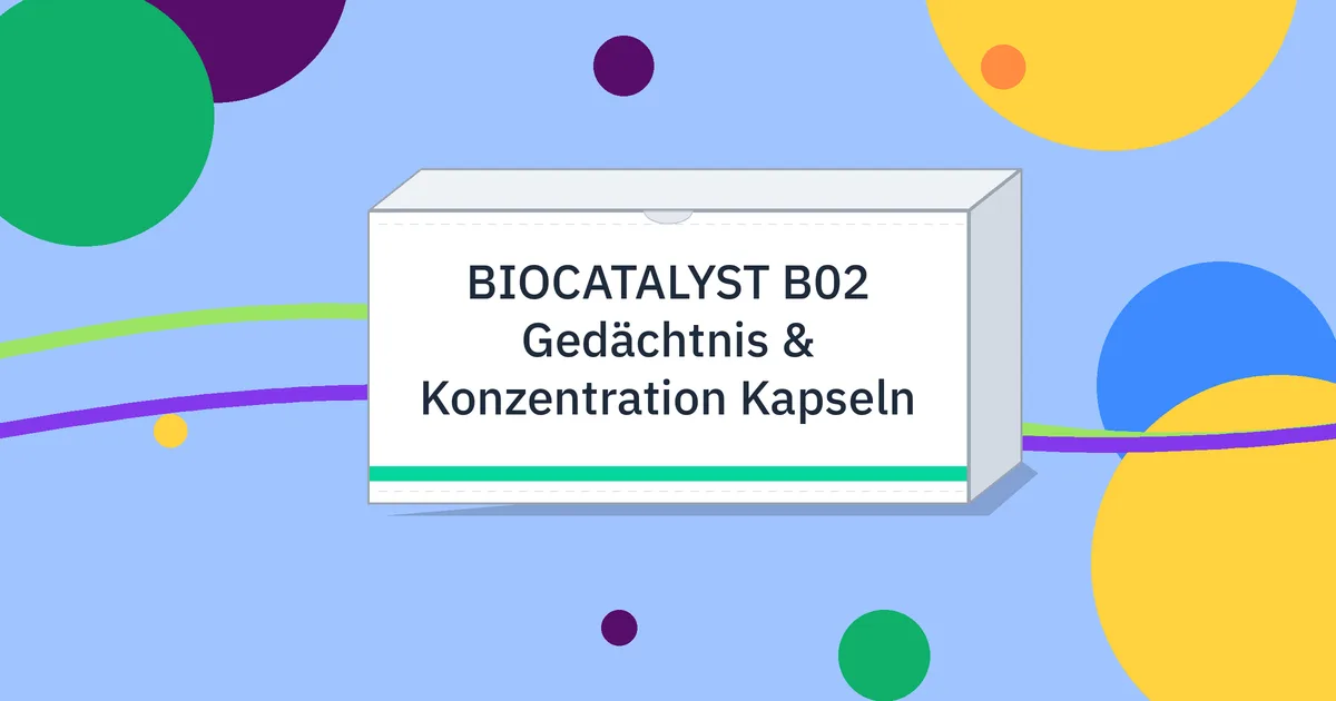 Symbolbild: Packung mit der Aufschrift BIOCATALYST B02 Gedächtnis & Konzentration Kapseln (PZN 11674753) – Verfügbarkeit und Bezug in Apotheken in Frankfurt am Main
