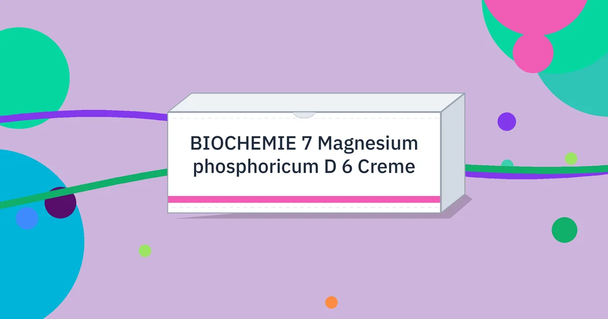 Symbolbild: Packung mit der Aufschrift BIOCHEMIE 7 Magnesium phosphoricum D 6 Creme (PZN 04535258) – Verfügbarkeit und Bezug in Apotheken in Frankfurt am Main