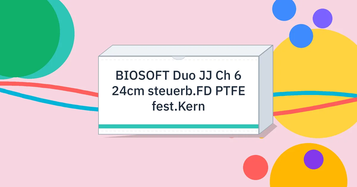 Symbolbild: Packung mit der Aufschrift BIOSOFT Duo JJ Ch 6 24cm steuerb.FD PTFE fest.Kern (PZN 17509647) – Verfügbarkeit und Bezug in Apotheken in Frankfurt am Main