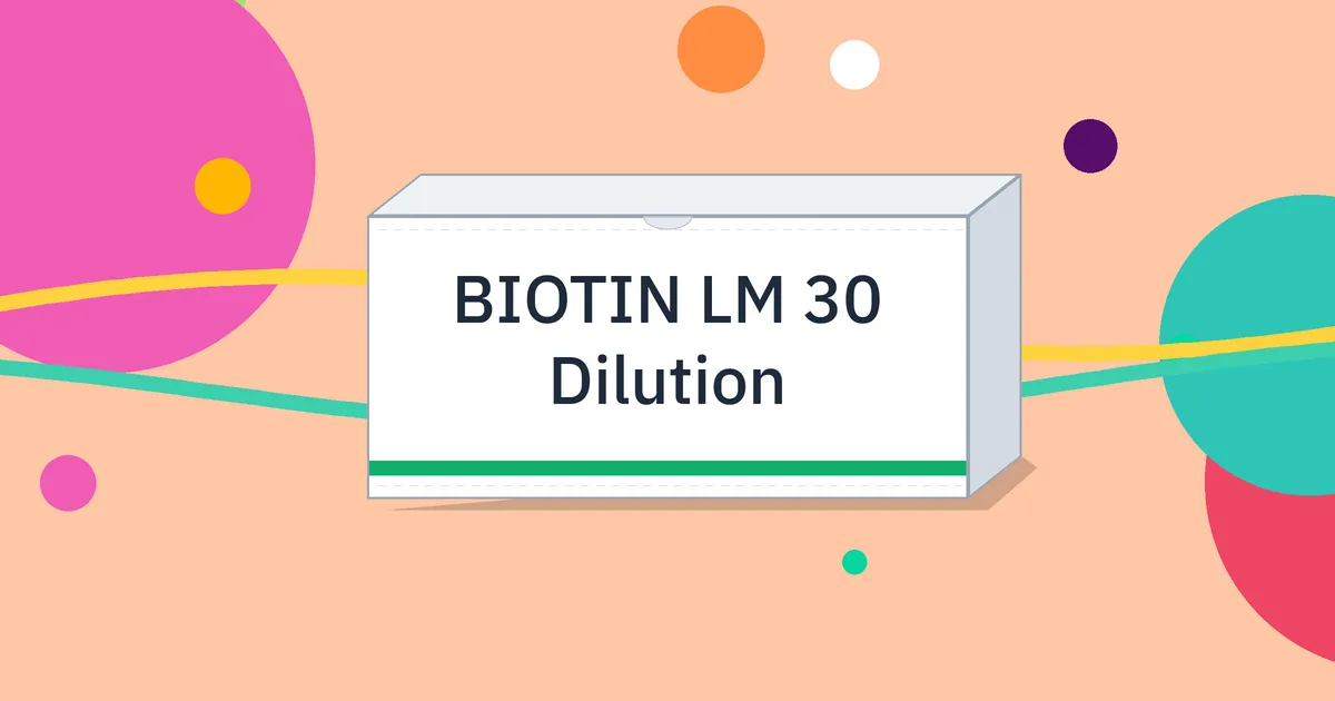 Symbolbild: Packung mit der Aufschrift BIOTIN LM 30 Dilution (PZN 12794488) – Verfügbarkeit und Bezug in Apotheken in Frankfurt am Main