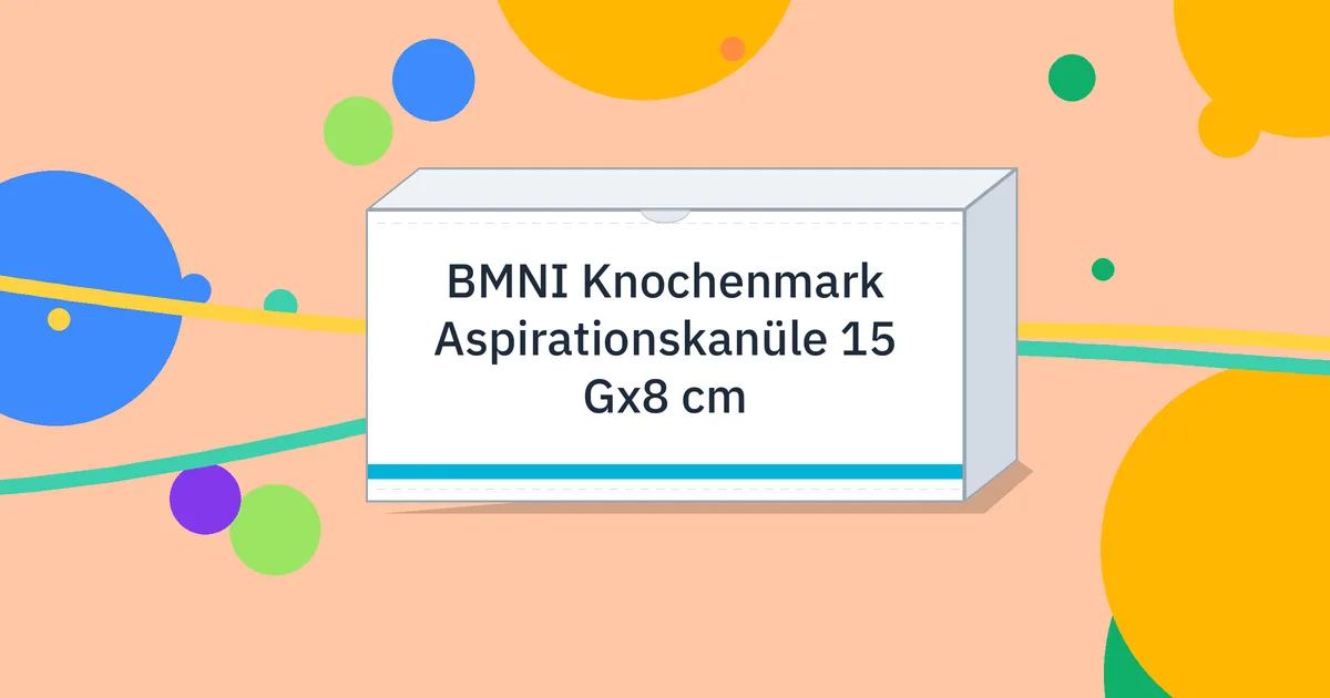 Symbolbild: Packung mit der Aufschrift BMNI Knochenmark Aspirationskanüle 15 Gx8 cm (PZN 06125895) – Verfügbarkeit und Bezug in Apotheken in Frankfurt am Main